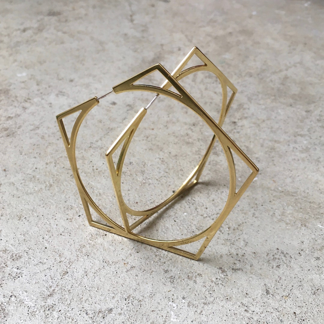 PENTA/CIRCLE Cutouts Hoop Earring / Creoles / Earrings / - Etsy