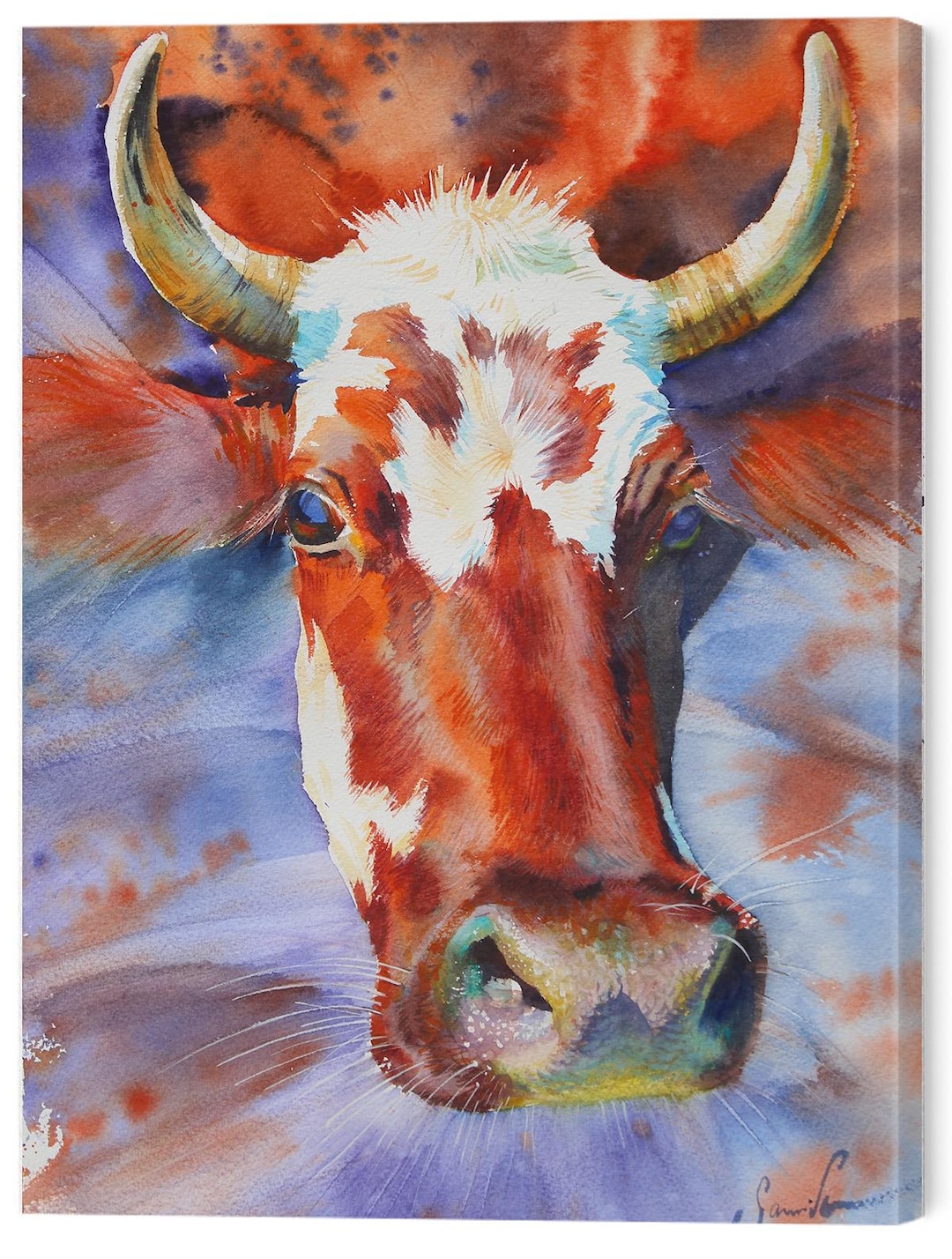 Cow Art Print, Cow Print, Highland Cow Print, Cow Printable, Farm Art, Cow Drawing, Canvas Cow ...