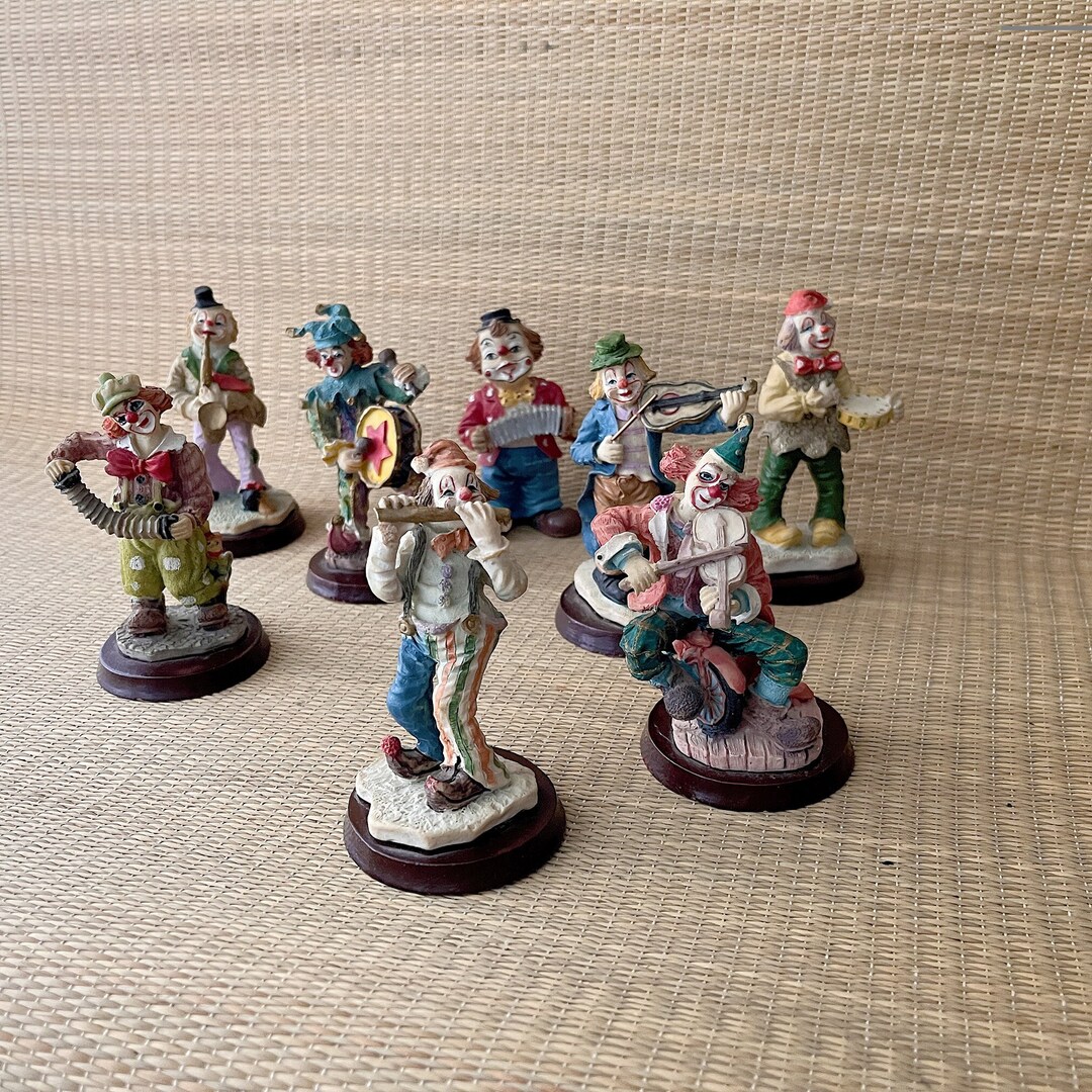 Vintage Italian Resin Colorful Clowns Playing Musical Instruments ...