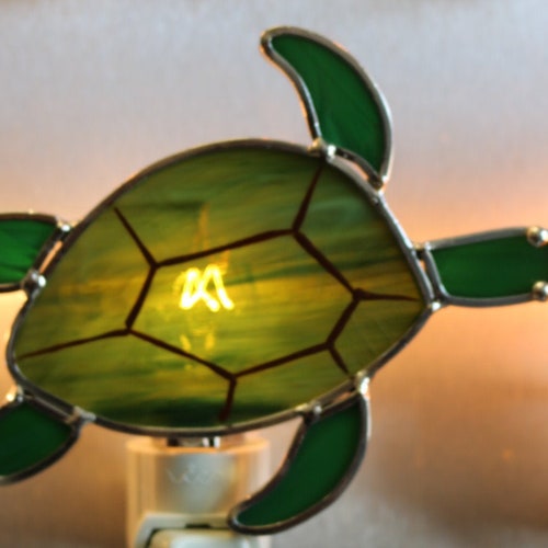 Stained Glass Turtle Night Light/ Sea Turtle/ Wall Light/ - Etsy