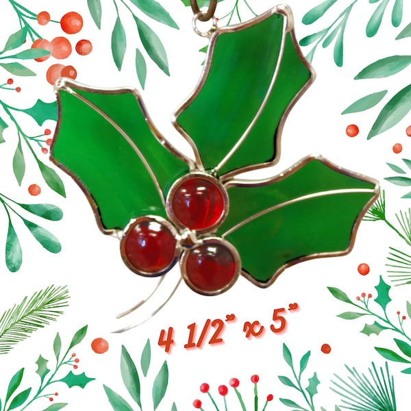 Stained Glass Holly Etsy