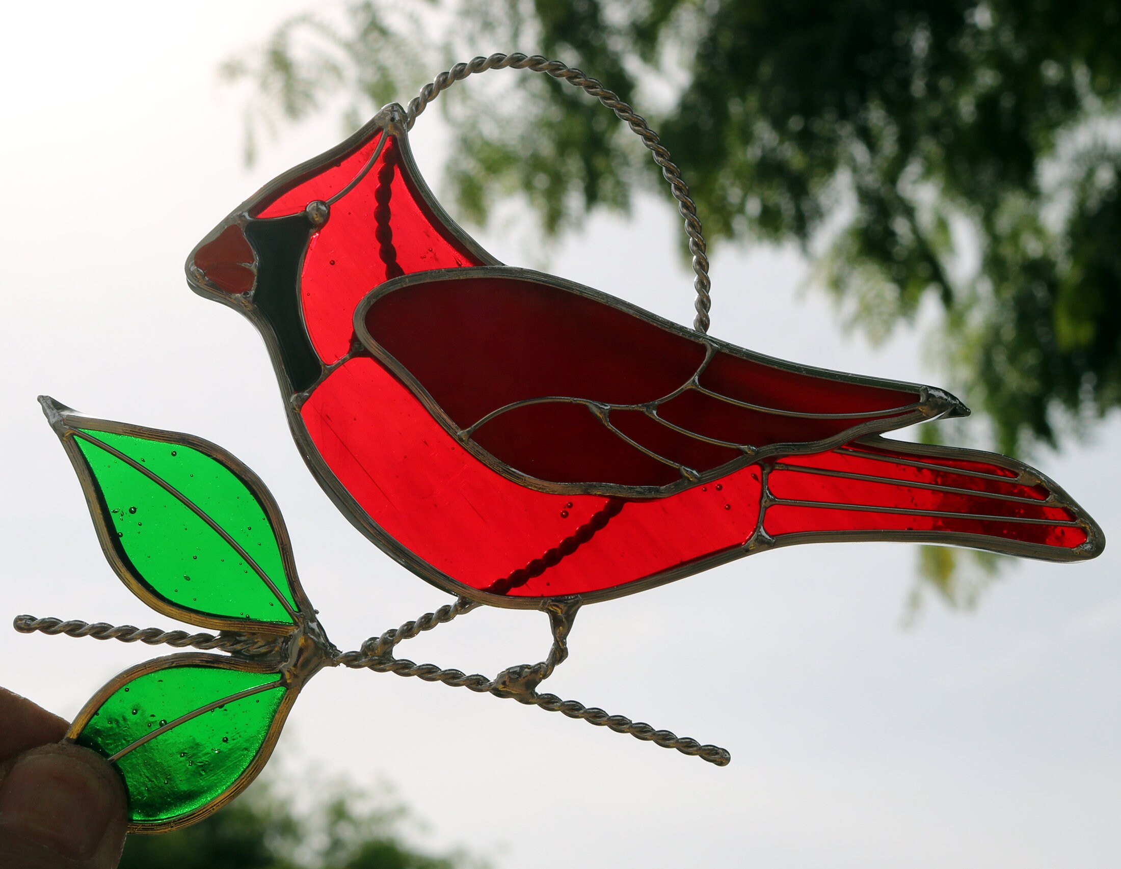 Stained Glass Red Cardinal Suncatcher. Male Cardinal Window - Etsy