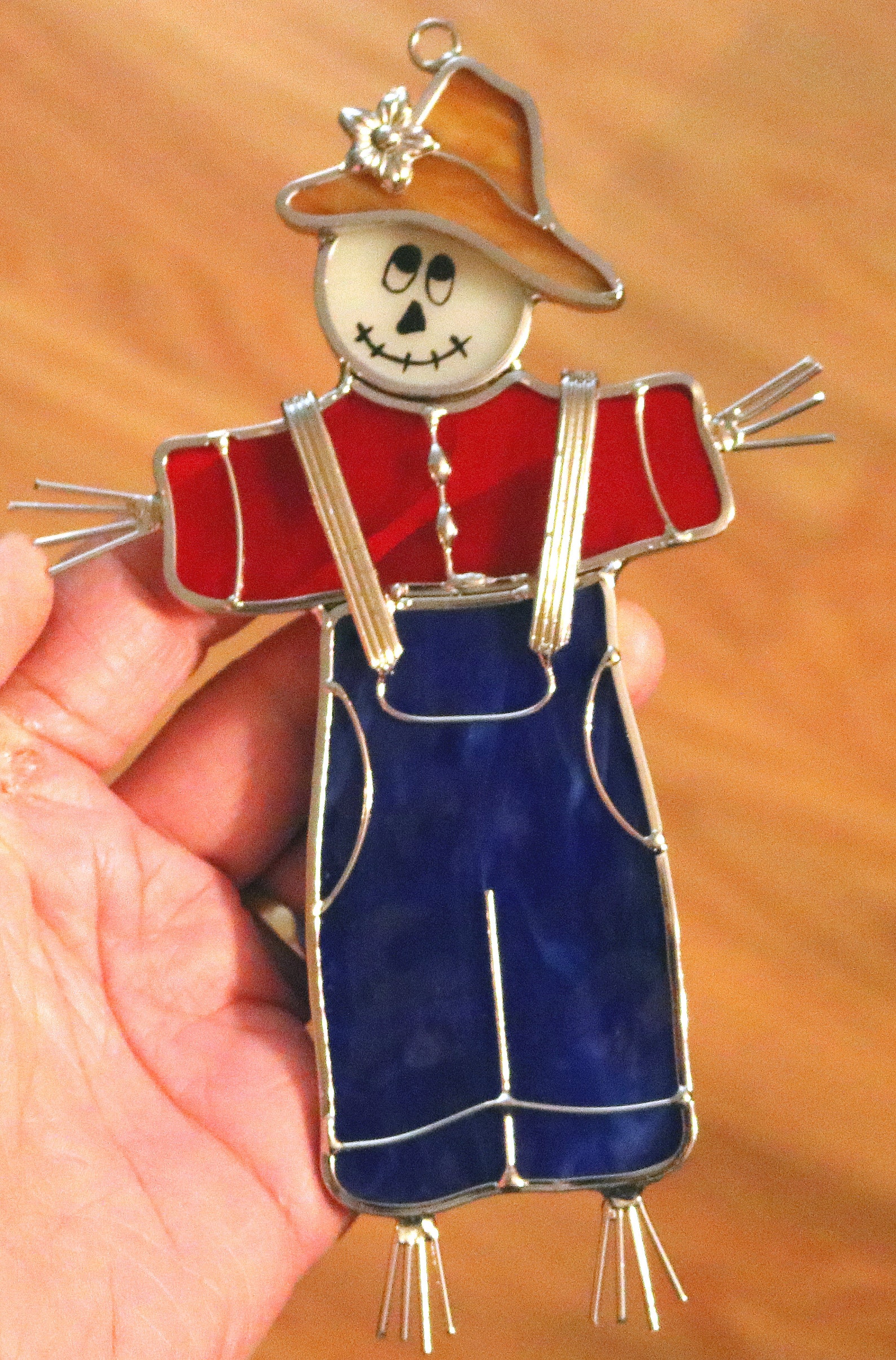 Stained Glass Scarecrow Suncatcher. Autumn Decoration. Gift for Farmer ...
