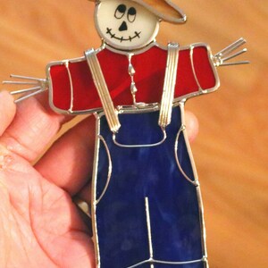 Stained Glass Scarecrow Suncatcher. Autumn Decoration. Gift for Farmer ...