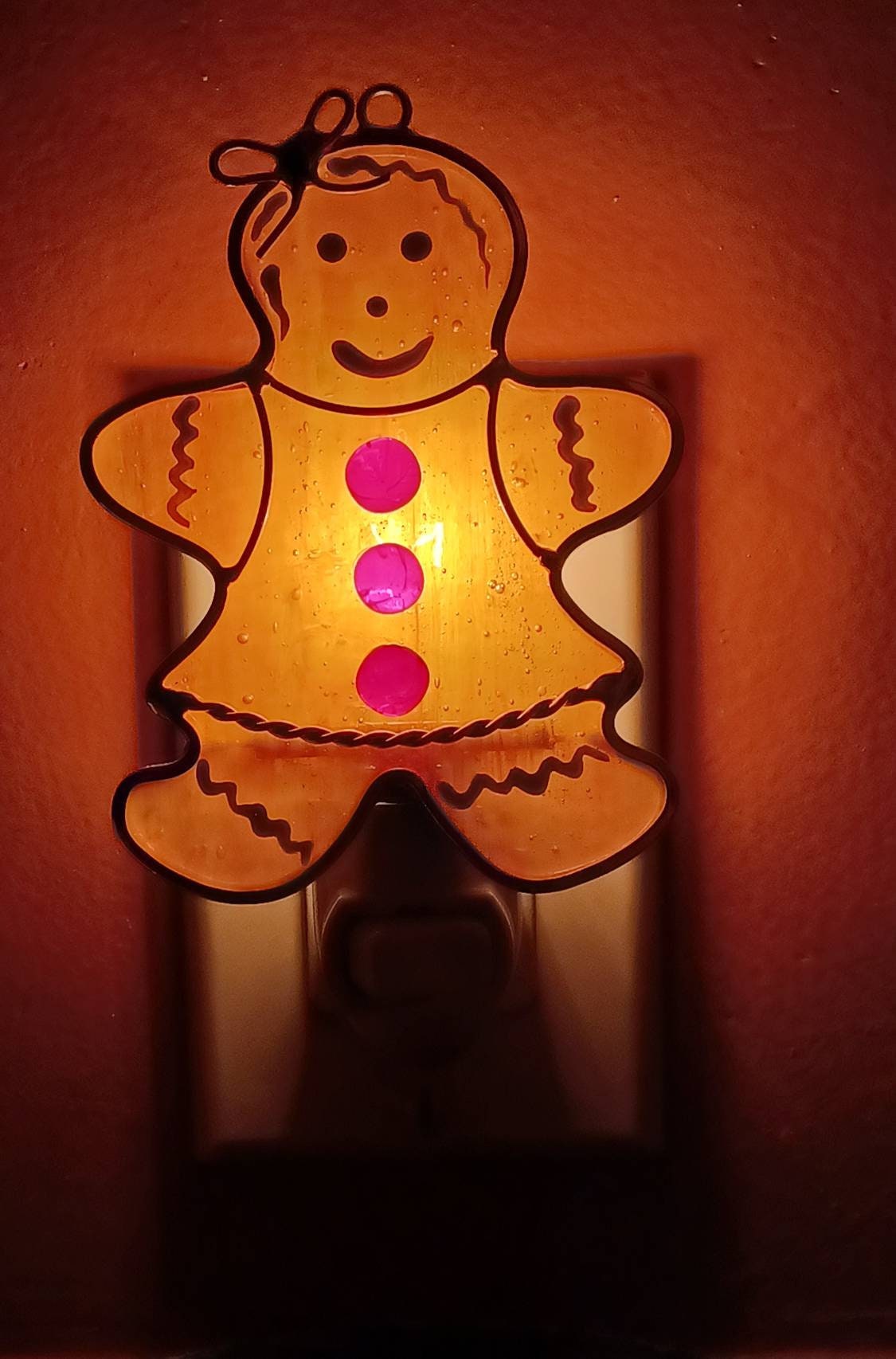 Cookie Cutie Night Lights. Ginger Boy or Ginger Girl Stained Glass. - Etsy
