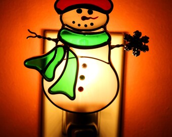 Frosty Snowman Stained Glass Night Light - Etsy
