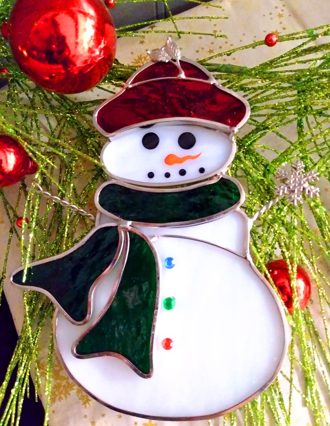 Stained Glass Snowman. Snowman Suncatcher. Christmas Snowman Suncatcher ...