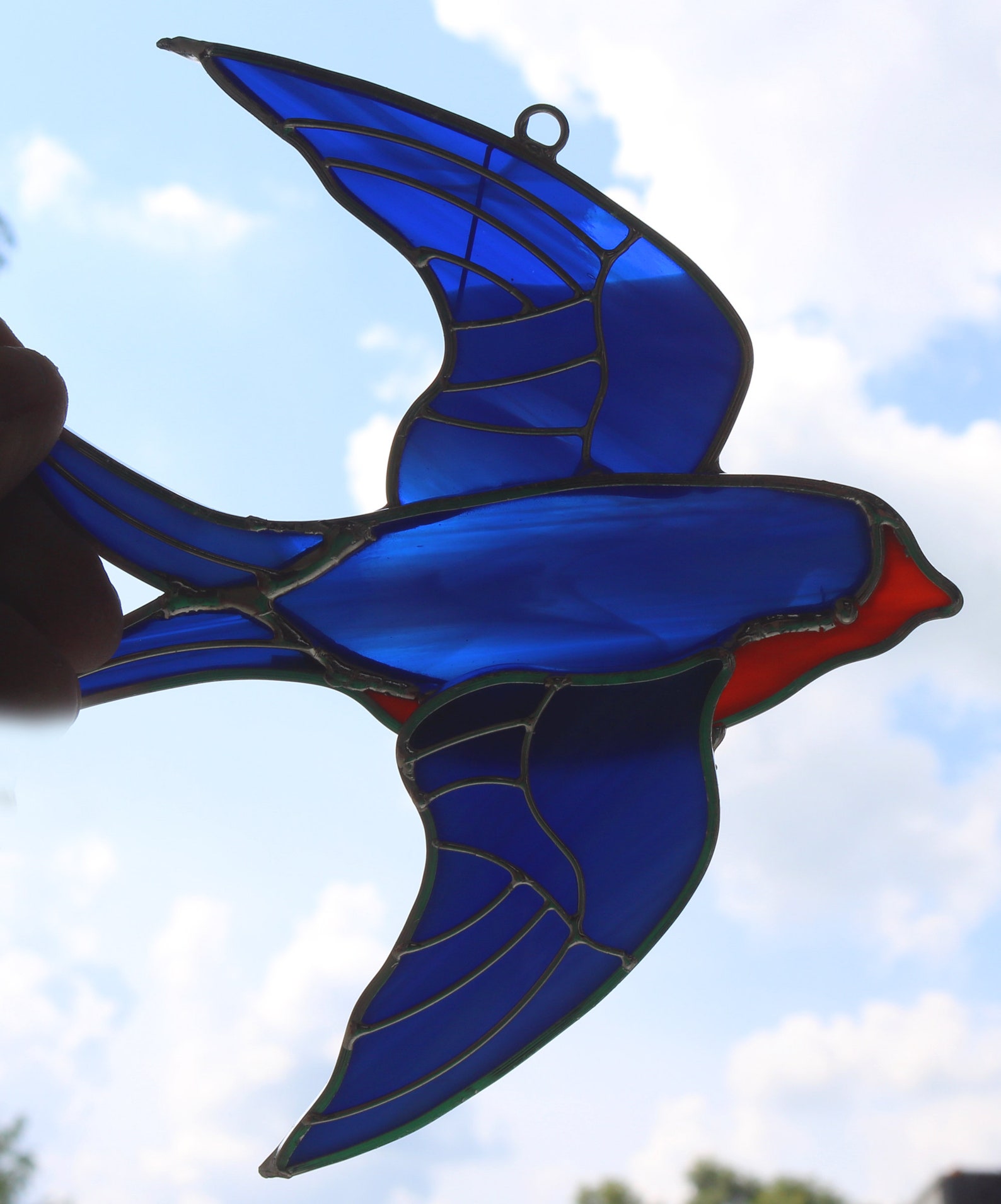 Stained Glass Blue Barn Swallow Suncatcher - Etsy