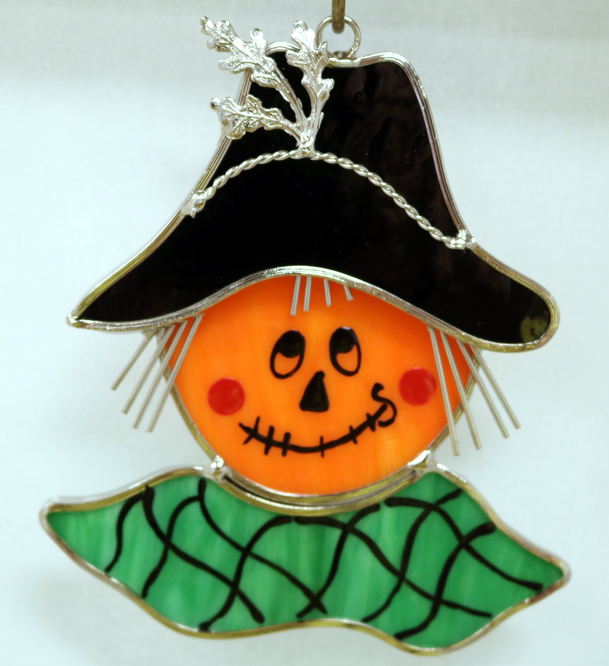 Stained Glass Scarecrow Head Suncatcher. Scarecrow Ornament. Funny ...