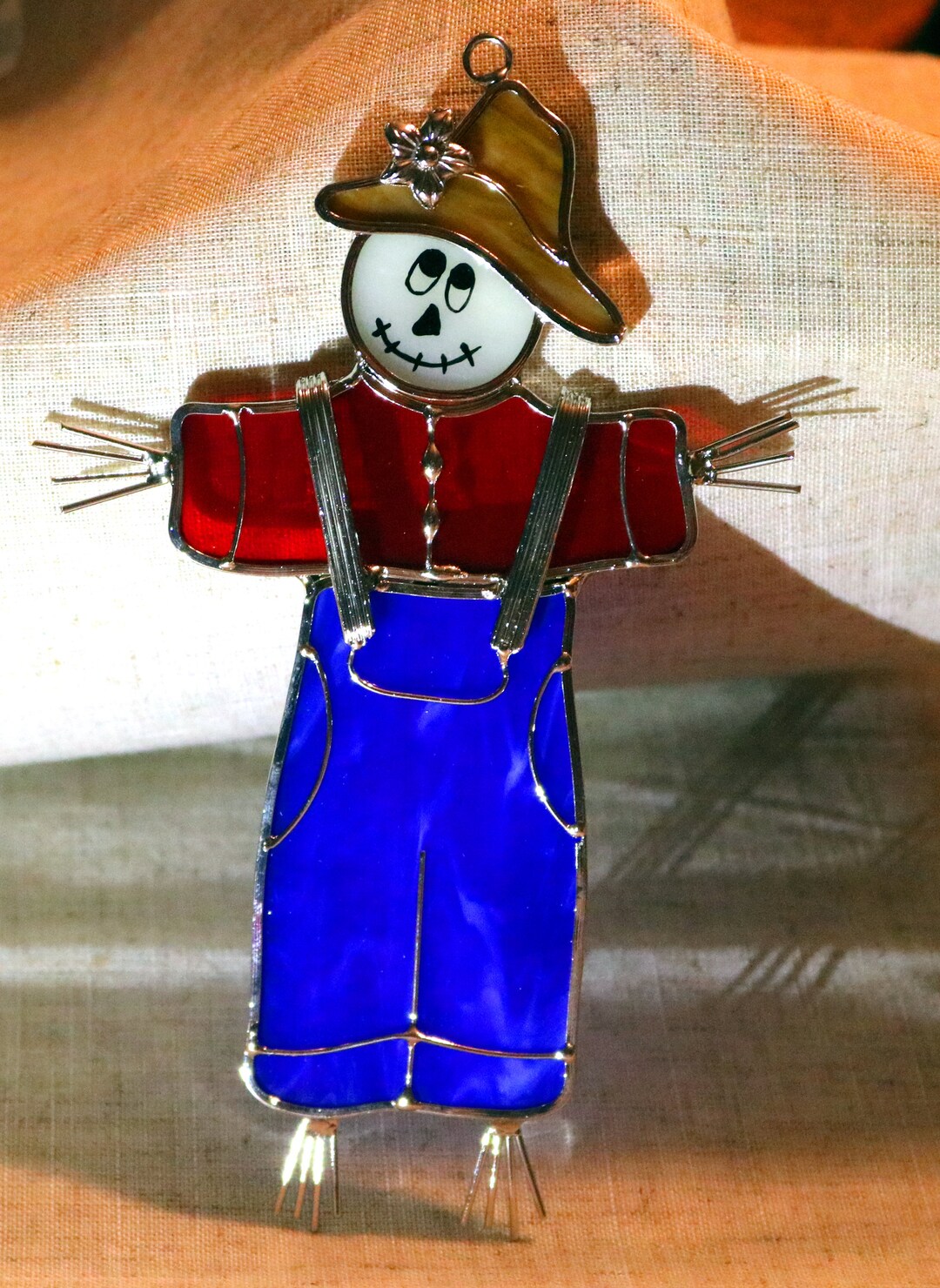 Stained Glass Scarecrow Suncatcher. Autumn Decoration. Gift for Farmer ...
