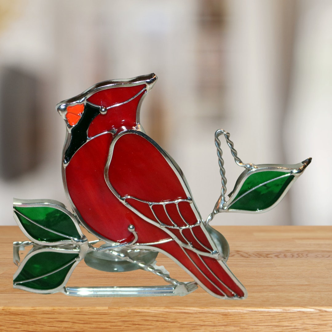 Cardinal Votive Made With Genuine Stained Glass. Male Cardinal With ...