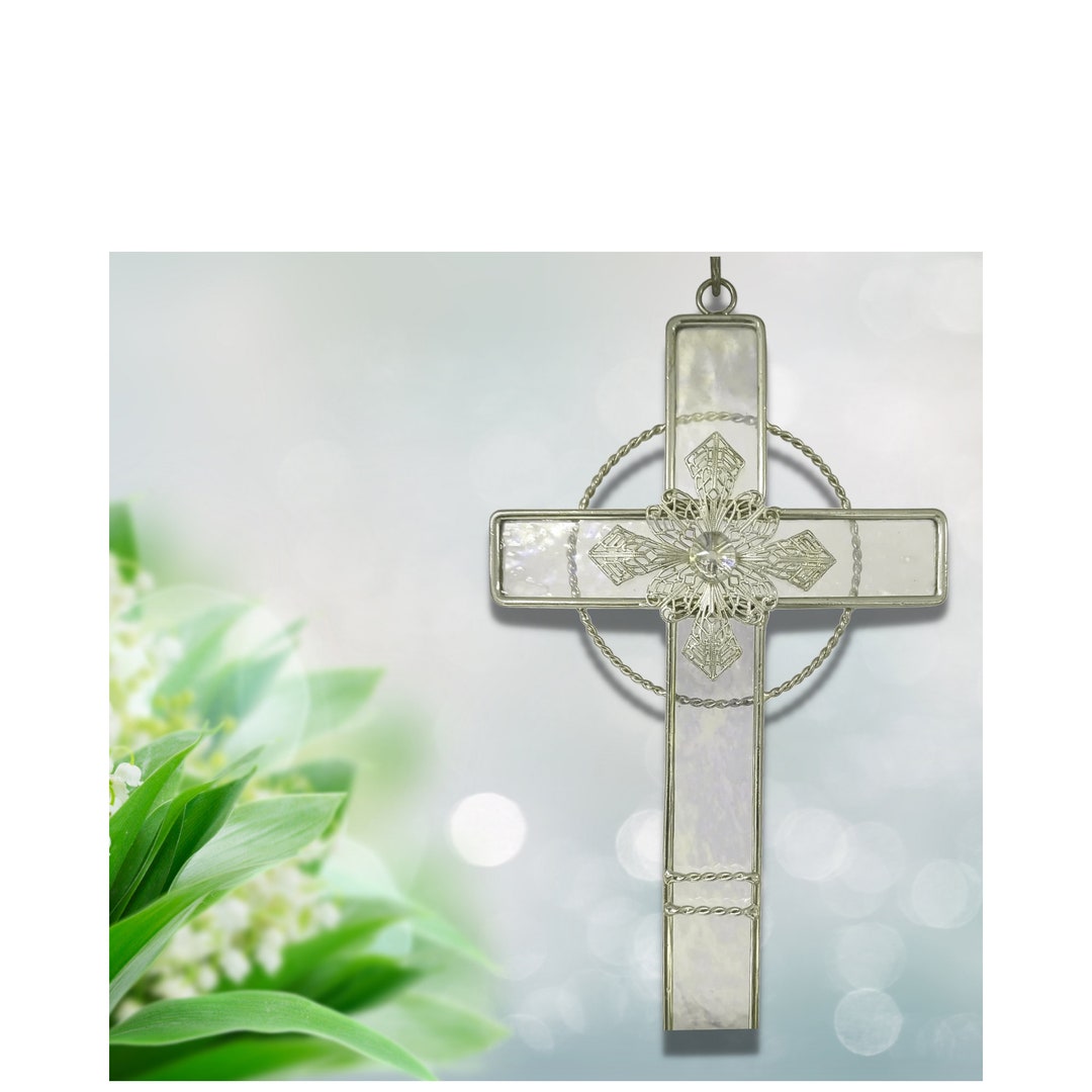 Stained Glass Cross With Choice of Blue, Red, Green or Clear ...