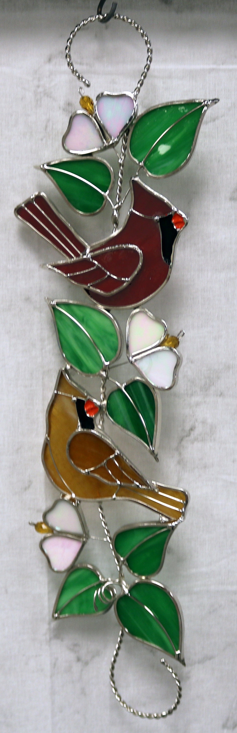 Cardinal Scroll Genuine Stained Glass - Etsy