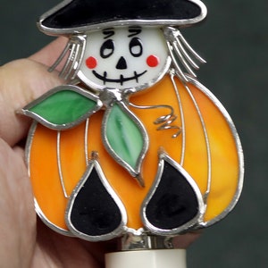 Night Light Stained Glass Witch and Pumpkin With Leaves. Great Seasonal ...