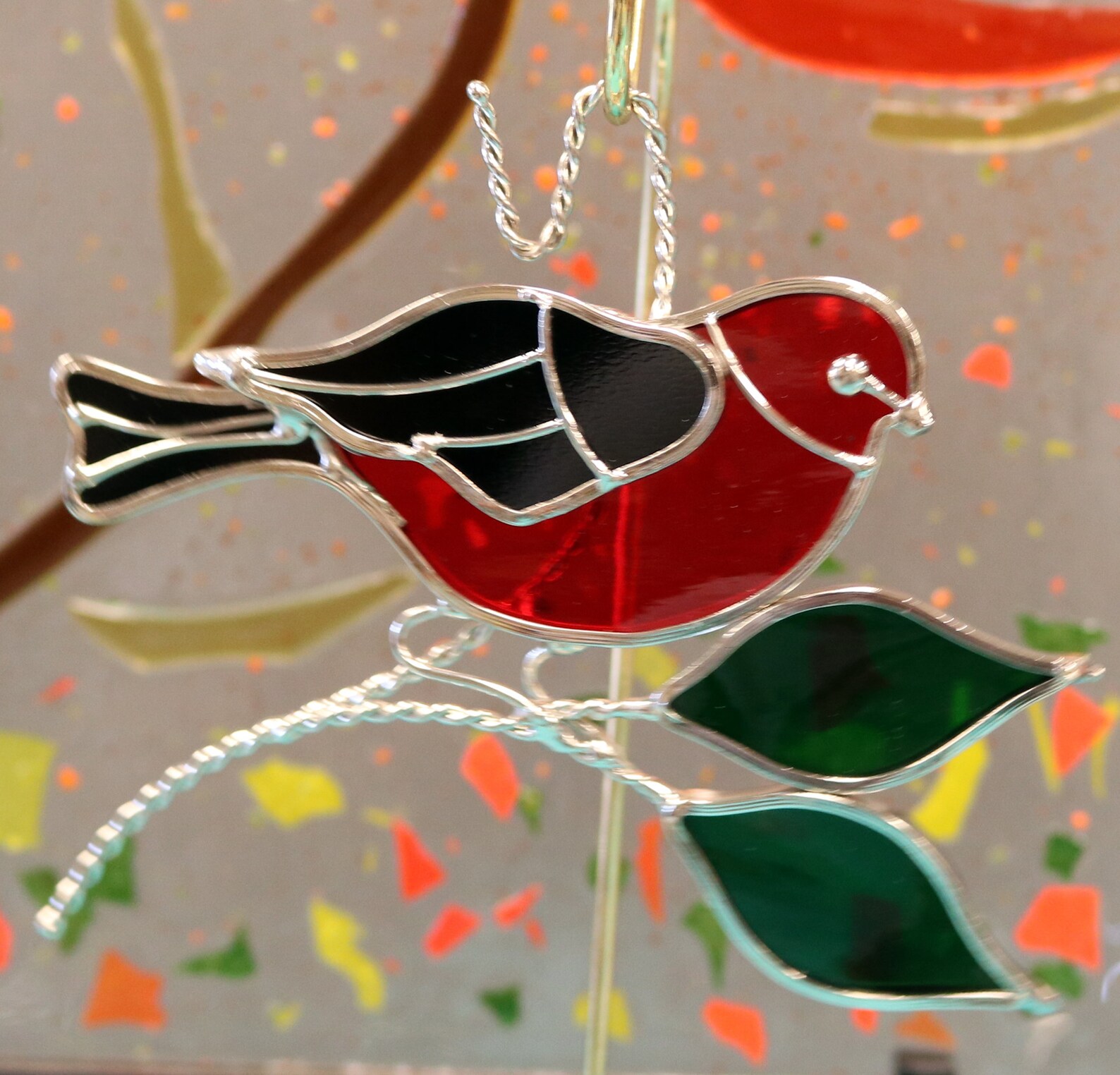 Stained Glass Scarlet Tanager Bird Suncatcher. Bird Lover | Etsy