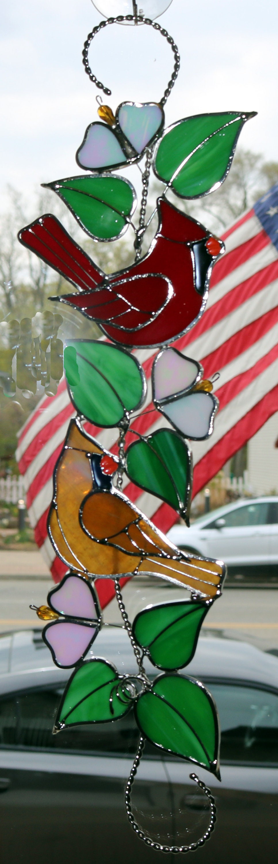 Cardinal Scroll Genuine Stained Glass - Etsy