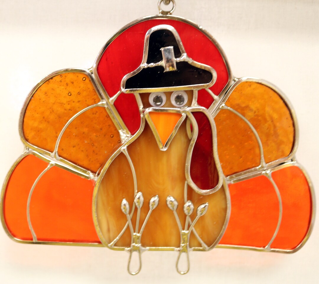 Stained Glass Turkey Ornament. Whimsical Turkey. Gobbler Suncatcher ...