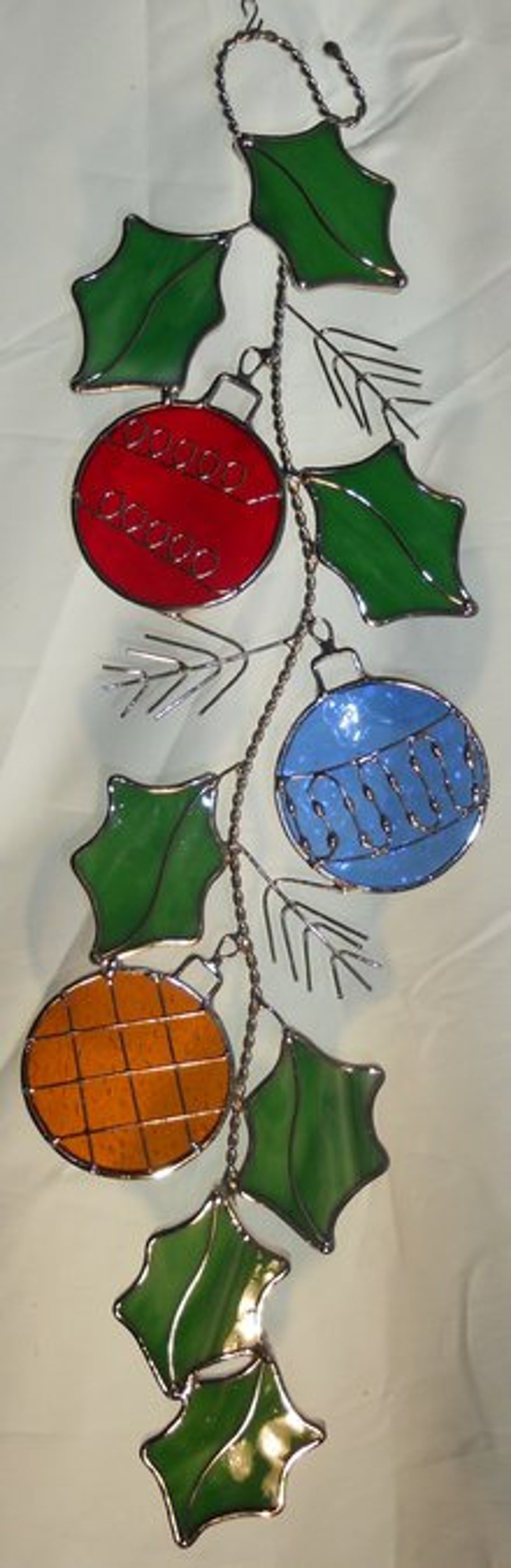Stained Glass Christmas Triple Ornament Scroll Suncatcher - Etsy