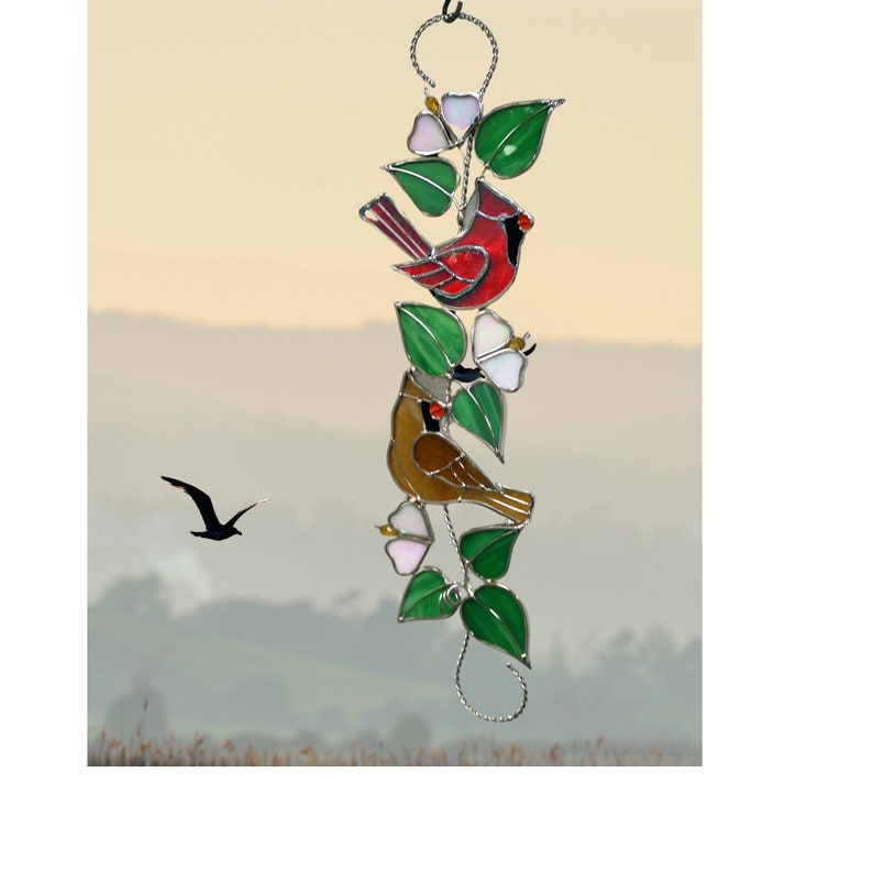 Cardinal Scroll Genuine Stained Glass - Etsy