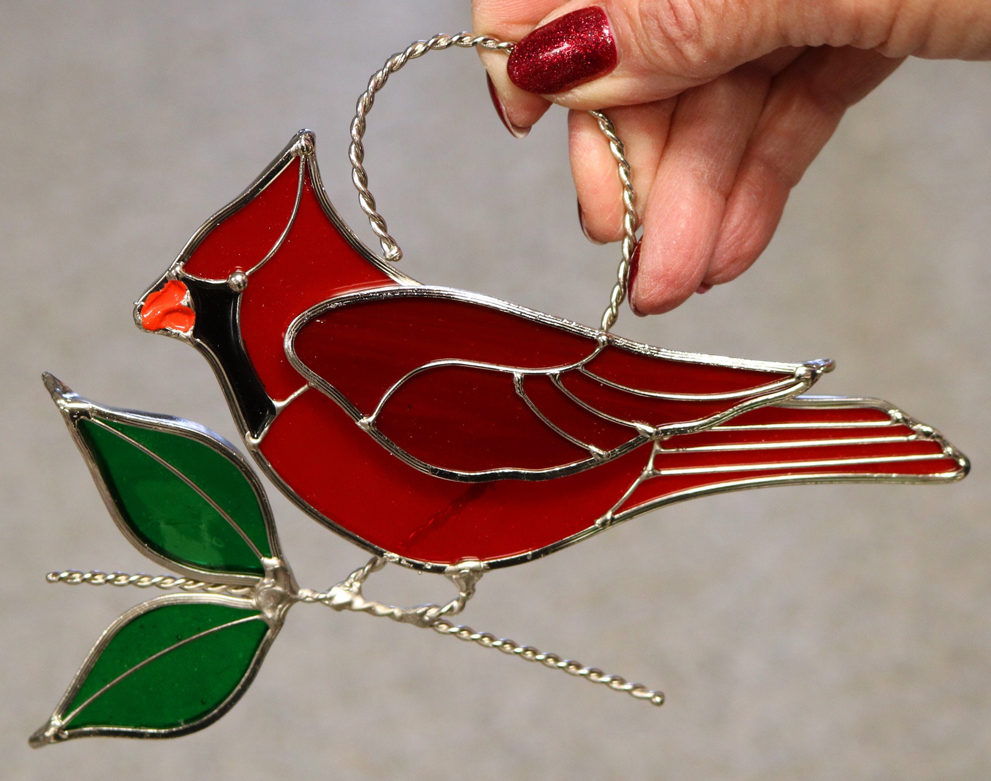 Stained Glass Red Cardinal Suncatcher. Male Cardinal Window - Etsy