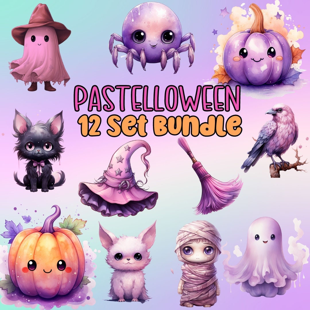 Pastel Halloween Clipart, Pastelloween Clipart, Pink Halloween PNG ...