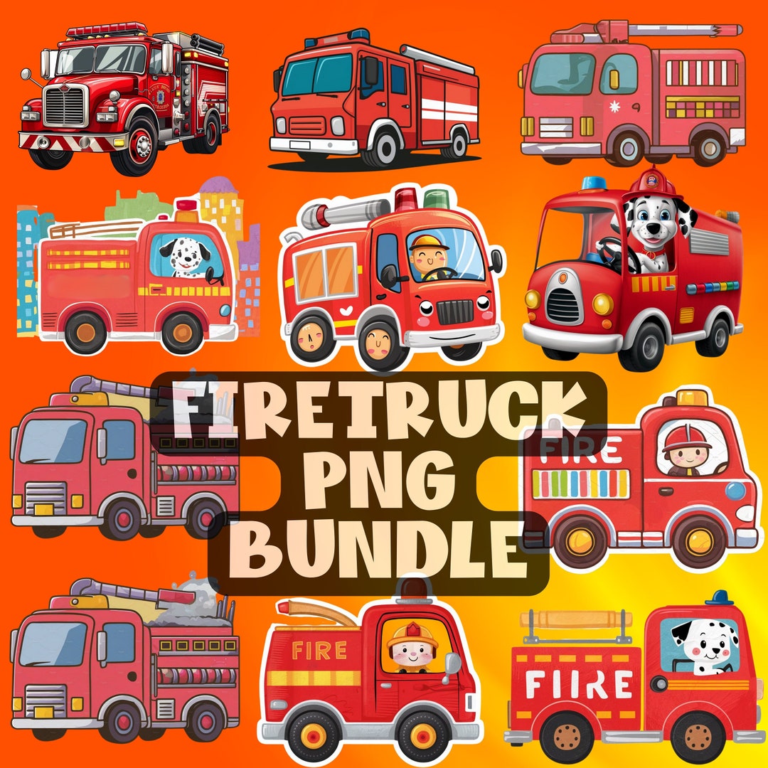 Fire Truck Clipart Firetruck PNG SVG - Etsy