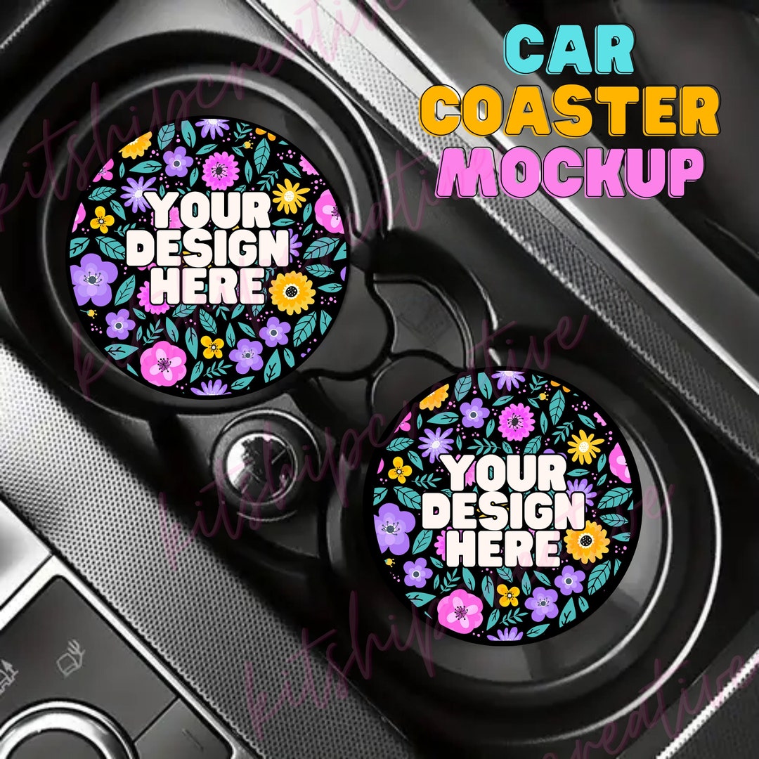 Car Coaster Mockup Car Coaster PNG Canva Mockup - Etsy