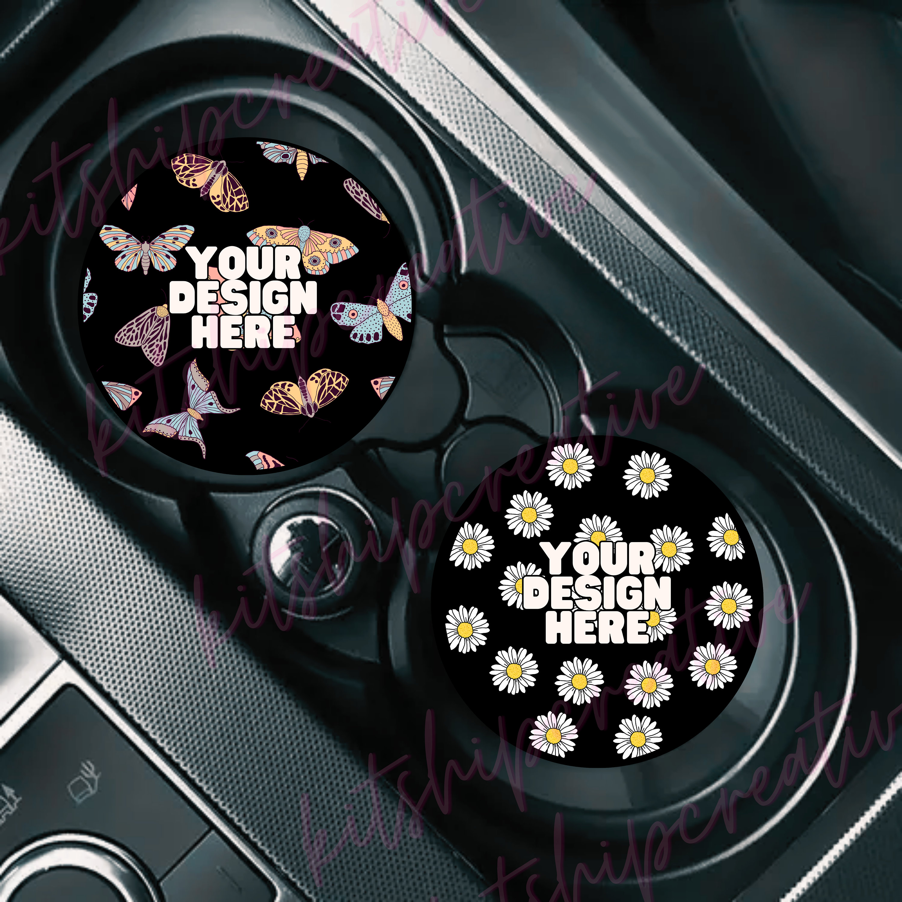 Car Coaster Mockup Car Coaster PNG Canva Mockup - Etsy