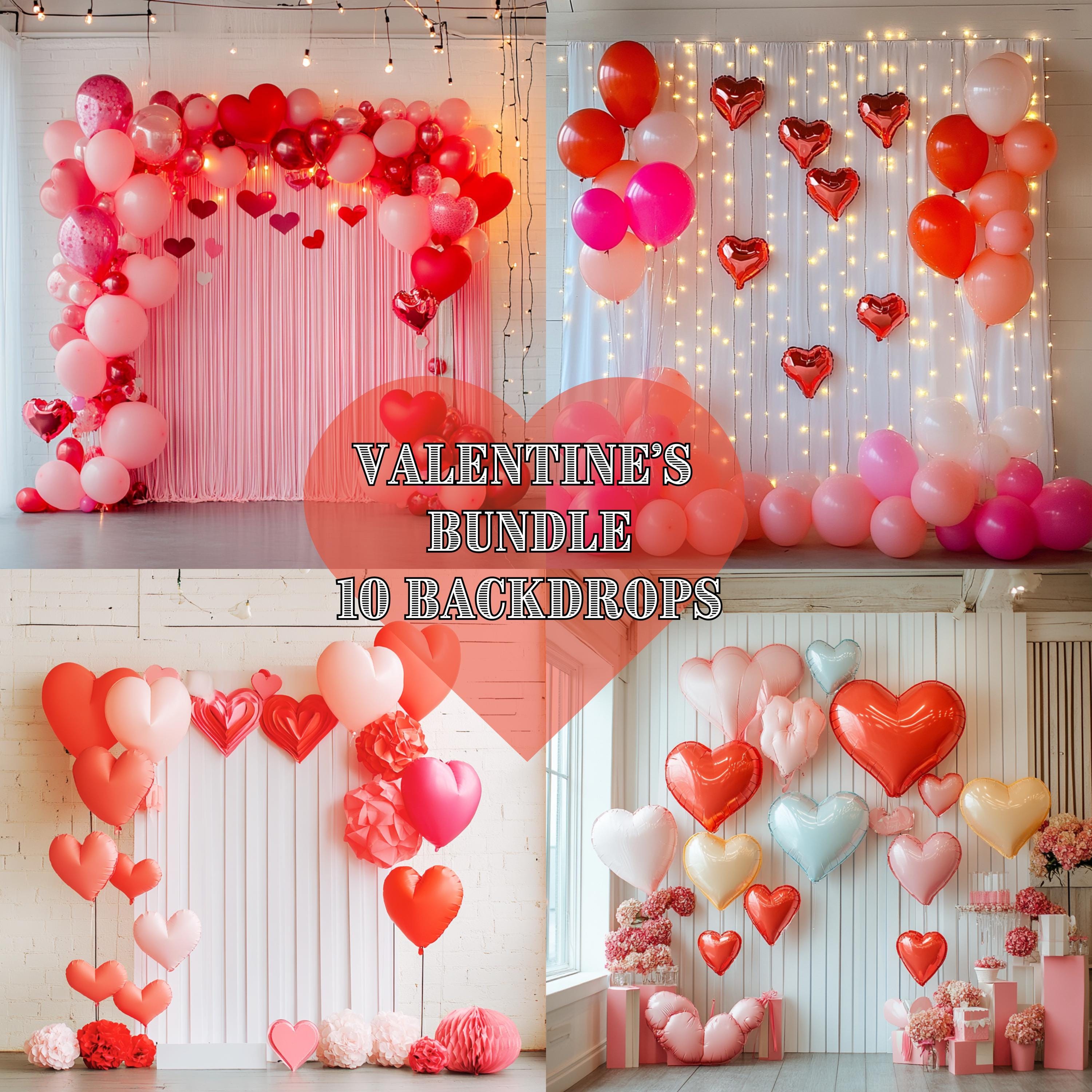Valentine's Day Balloon Digital Backdrop | Heart Overlays | Digital ...