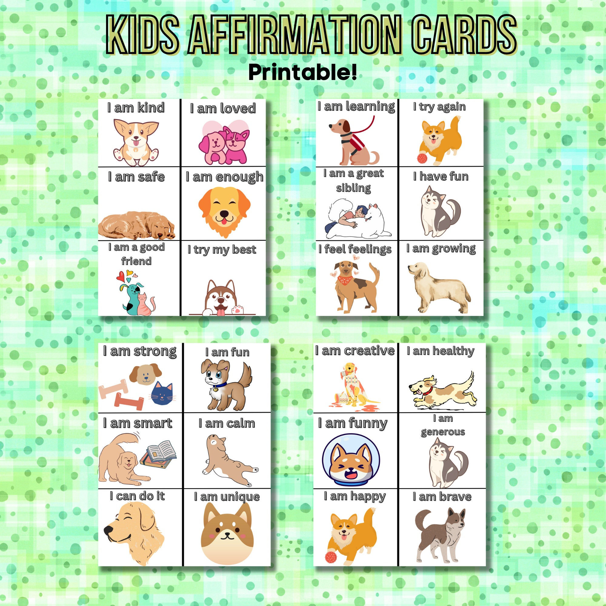 Printable Affirmation Cards for Kids, Motivational Cards, Positivity ...