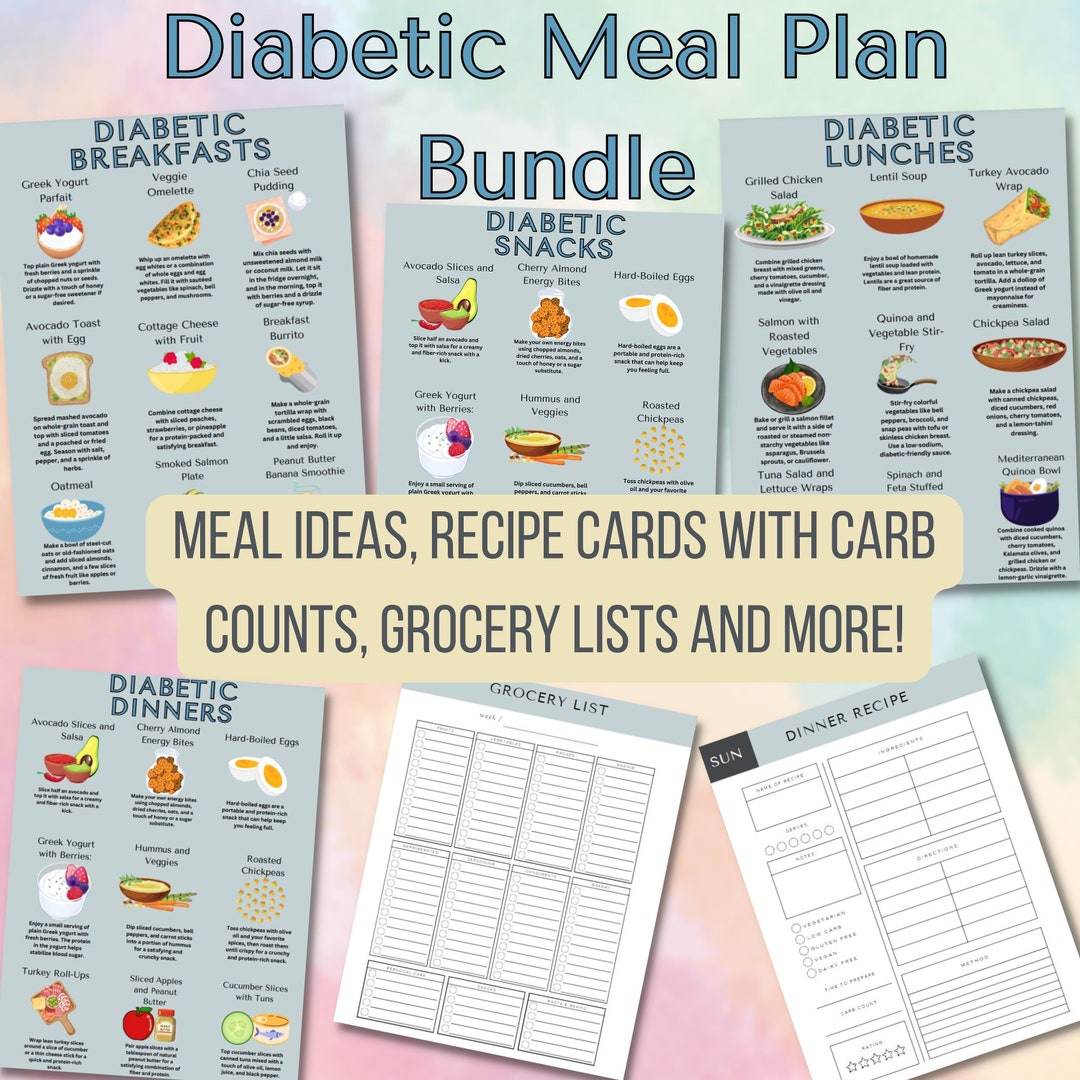 Diabetic Meal Plan Grocery Planner and Meal Ideas Diabetes - Etsy