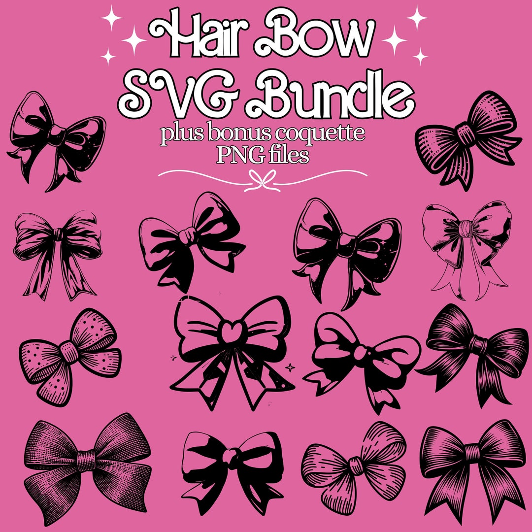 Bow Tie SVG Bundle - Bow Cut Files - Bow Silhouettes - Hair Bow SVG PNG ...