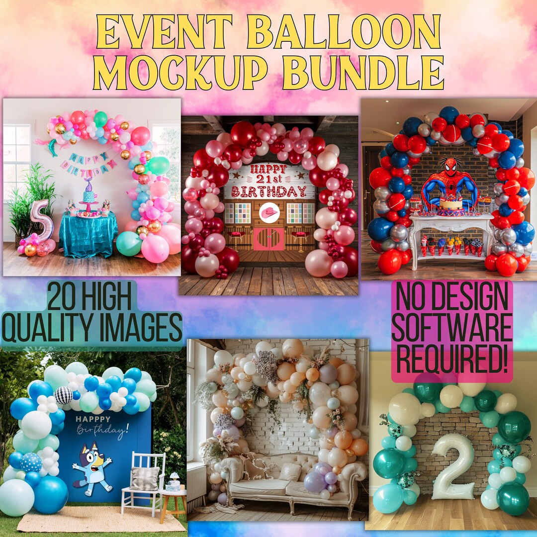 Balloon Mockup | Event Balloon Template | Balloon Arch Garland Mockup ...