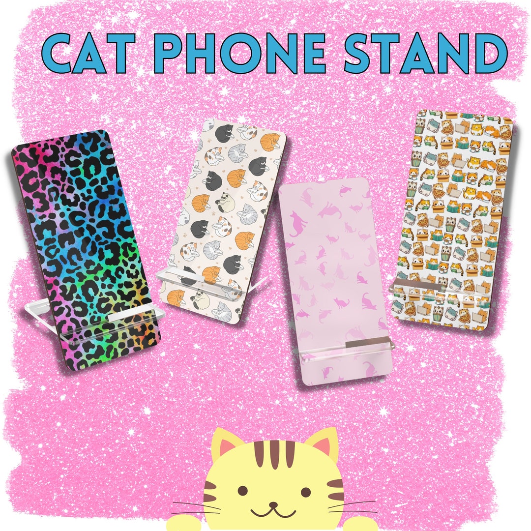 Cat Phone Stand Rainbow Cheetah Phone Stand Cute Cat Phone - Etsy