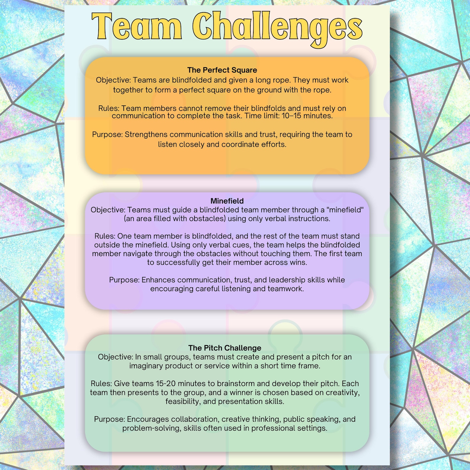 Team Building Printables, Team Builder Games, Office Party Printables ...