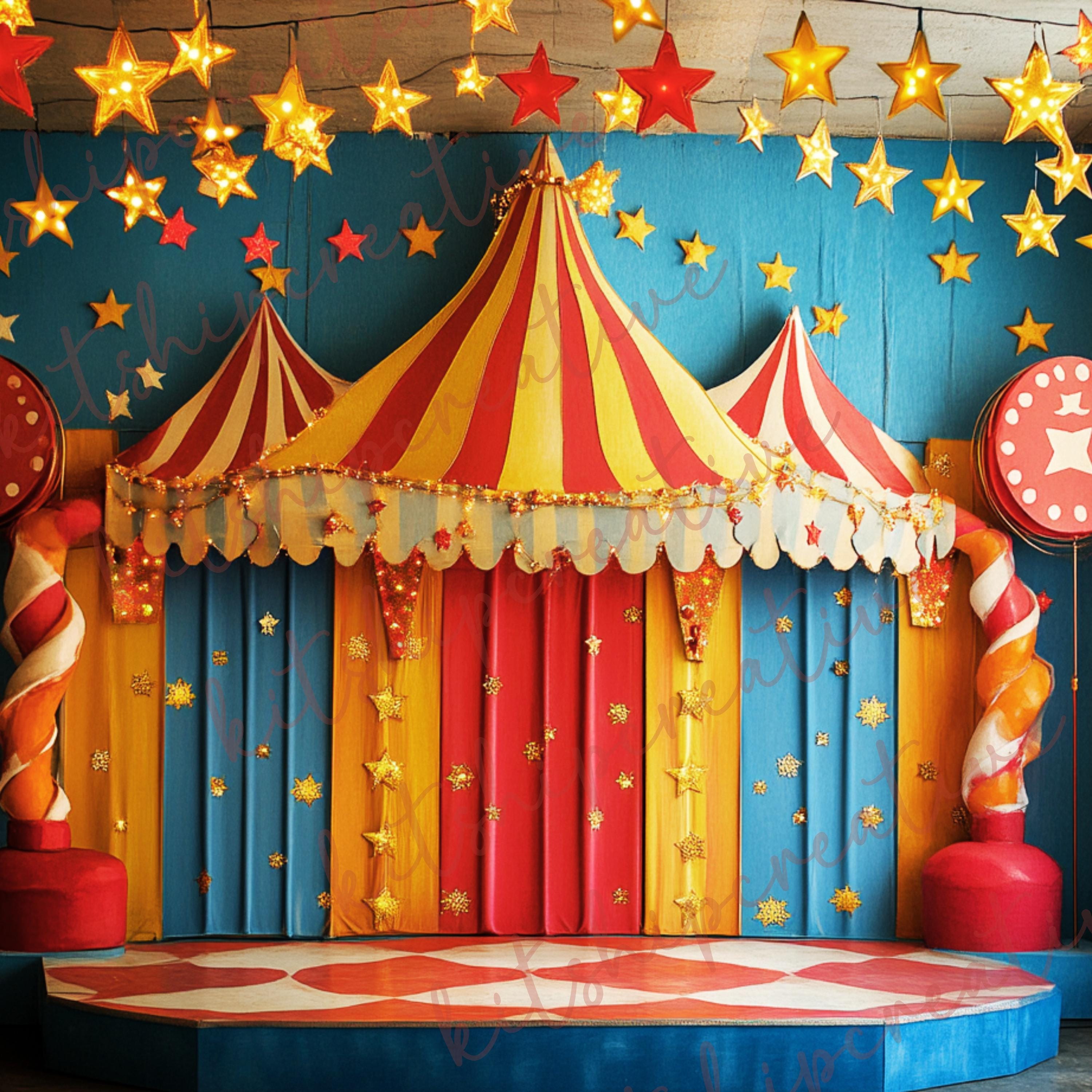 Circus Digital Backdrop | Circus Baby Birthday | Balloons Cake Smash ...