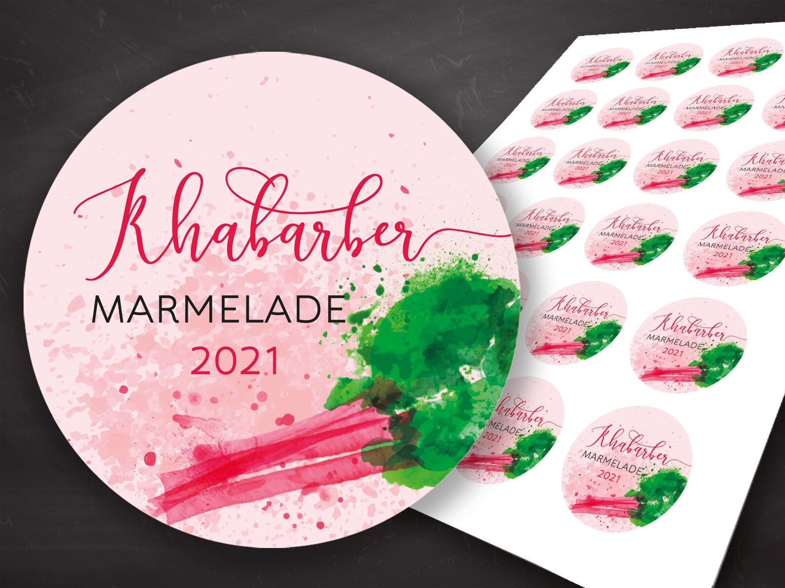 Rhubarb jam rhubarb jam label labels make-in stickers | Etsy