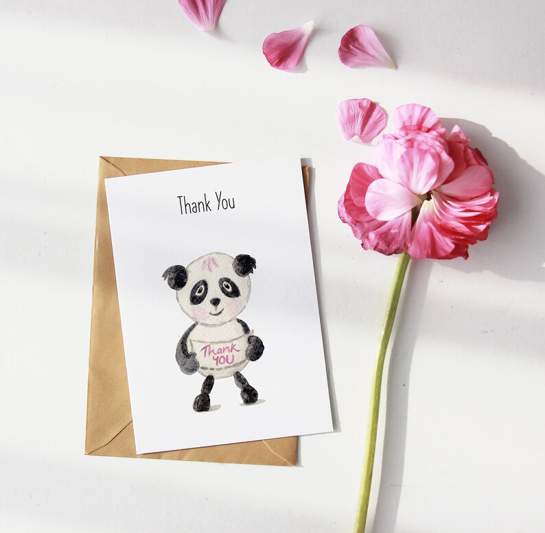 Panda Bear Thank You Card - Etsy