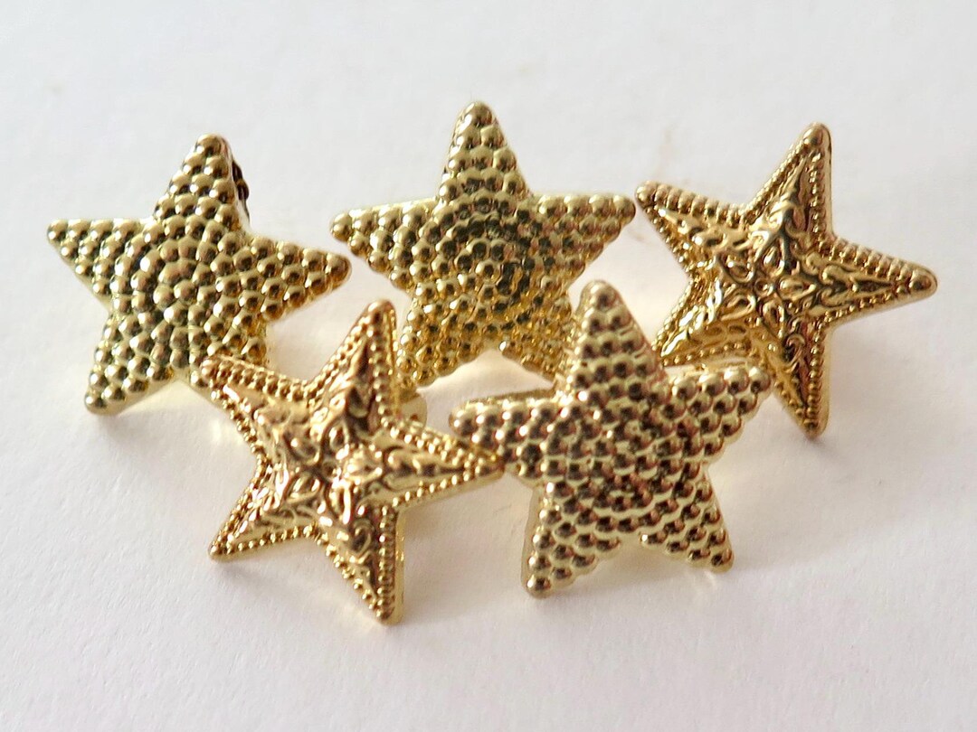 Gold Star Buttons Group of 5 Realistic Plastic Buttons - Etsy