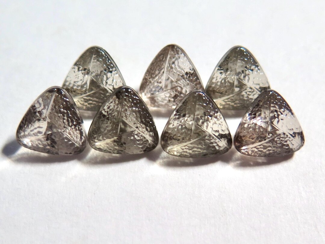7 Tiny Antique Pressed Glass Buttons Smoky Clear Triangles - Etsy