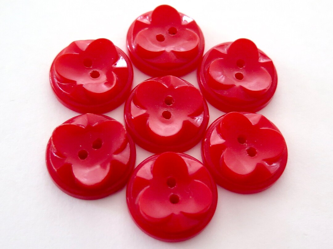 Group of 7 Vintage Red Plastic Buttons Sew Through - Etsy