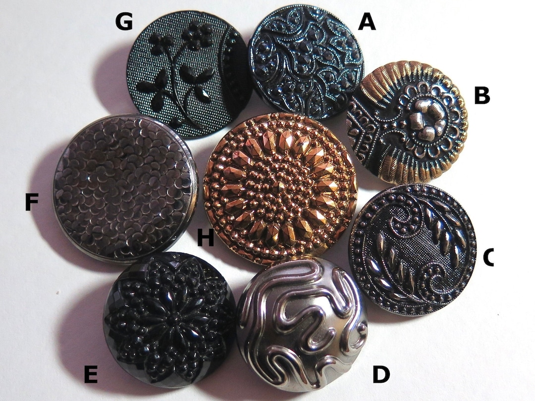 Victorian Style Black Glass Buttons - Large Size, Your Choice - Etsy