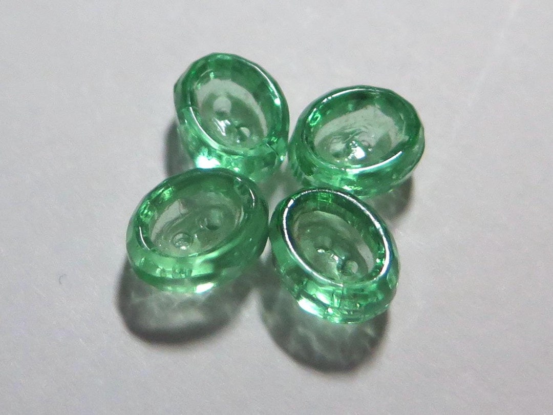 Set of 4 Tiny Oval Green Glass Buttons, Sew-through - Etsy