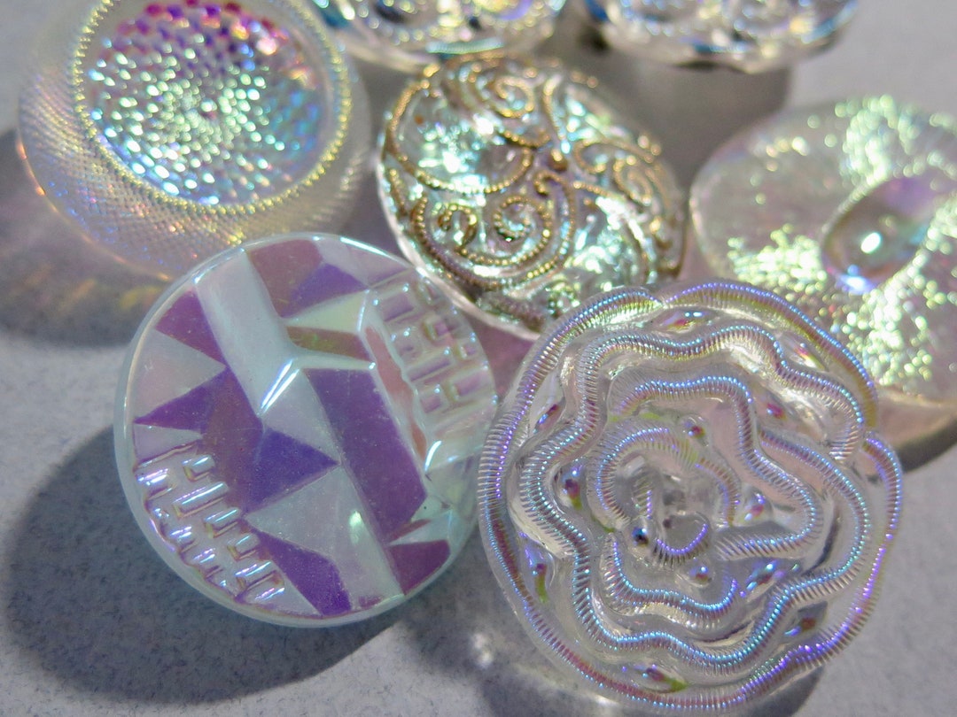 Vintage Opalescent Lustre Glass Buttons Your Choice - Etsy