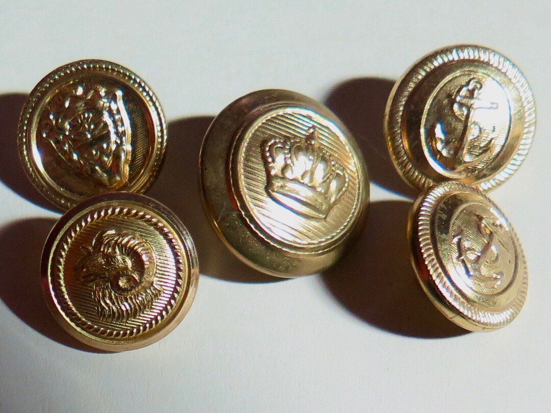 5 Crest Coat of Arms Gold Metal Buttons, Anchor, Crown, Ram - Etsy Canada