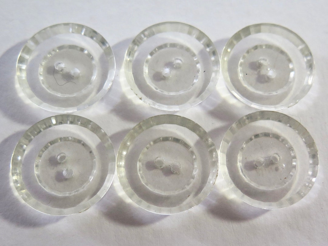 Group of 6 Vintage Clear Plastic Buttons, Concentric Circle Design ...