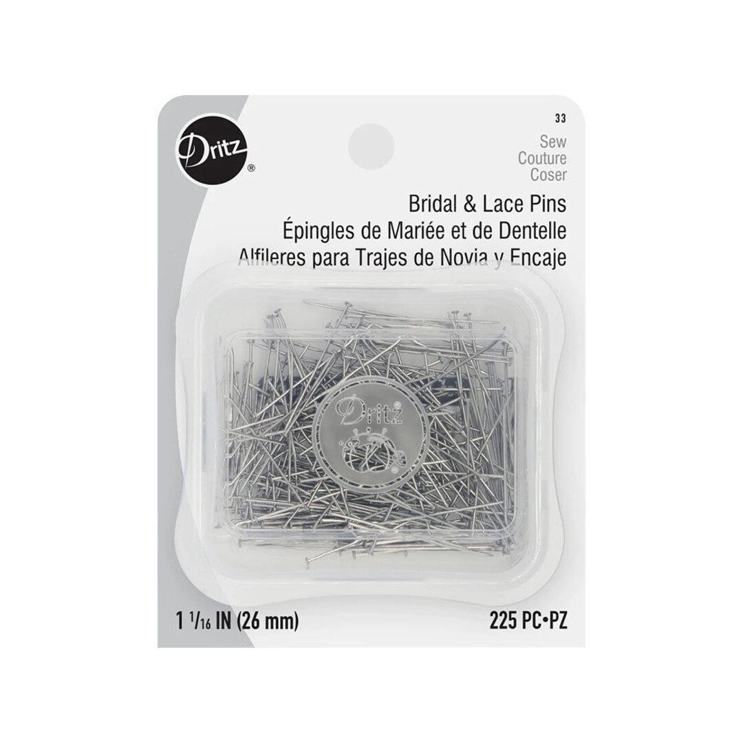 2 Pkg of Dritz 33 Bridal & Lace Pins, 1-1/16-inch (225-count), Nickel ...