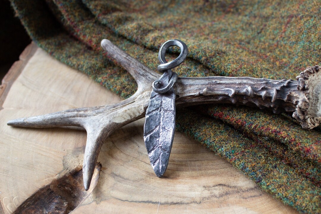 Forged Blacksmith Iron Leaf Key Ring, Fantasy Leaf, Handmade in Natural ...