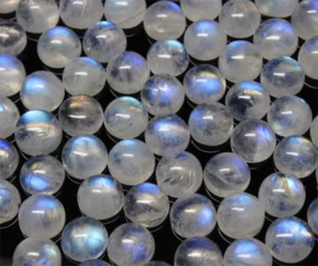 5 Pieces 5x5mm Natural Round Moonstone Cabochon CALIBRATED, Rainbow ...