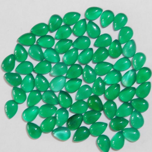 Natural Green Onyx Pear Cabochon Calibrated Size Loose - Etsy
